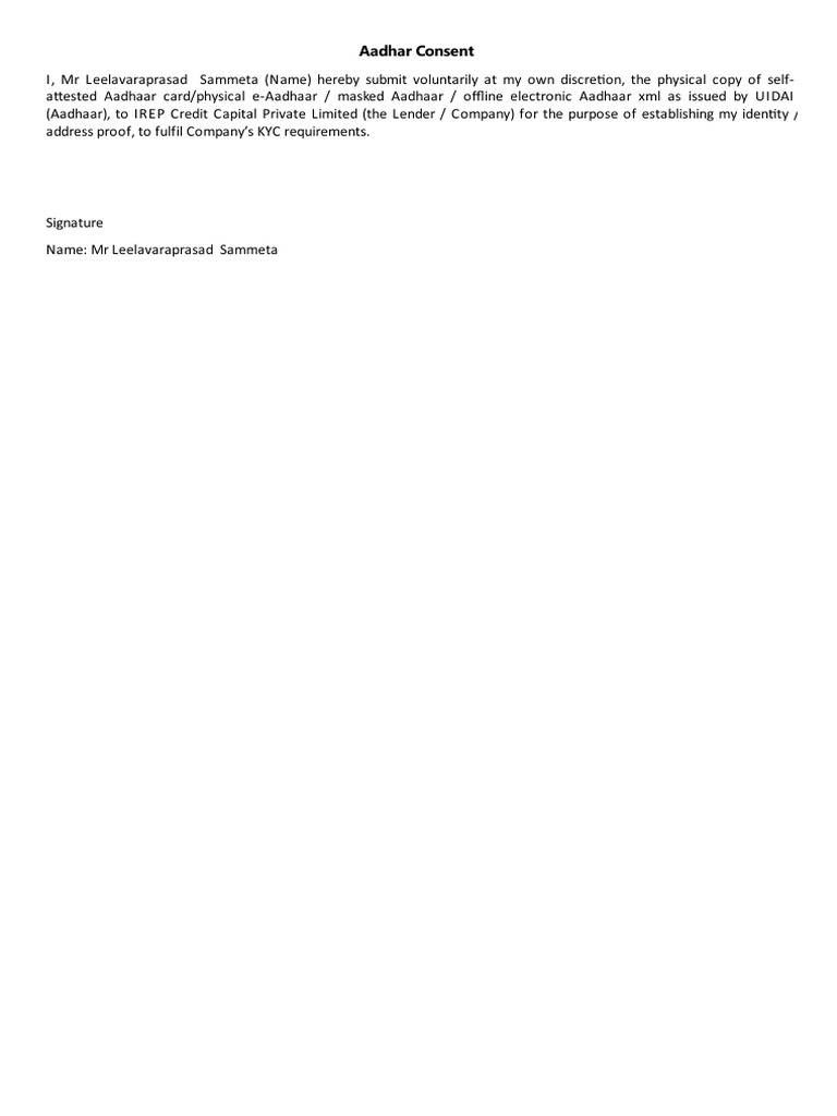 Aadhar Consent - IREP_28-11-2024 | PDF