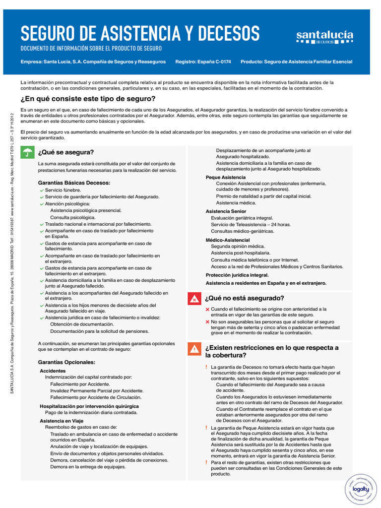 Seguro de Asistencia Y Decesos | PDF | Seguro | Reaseguro