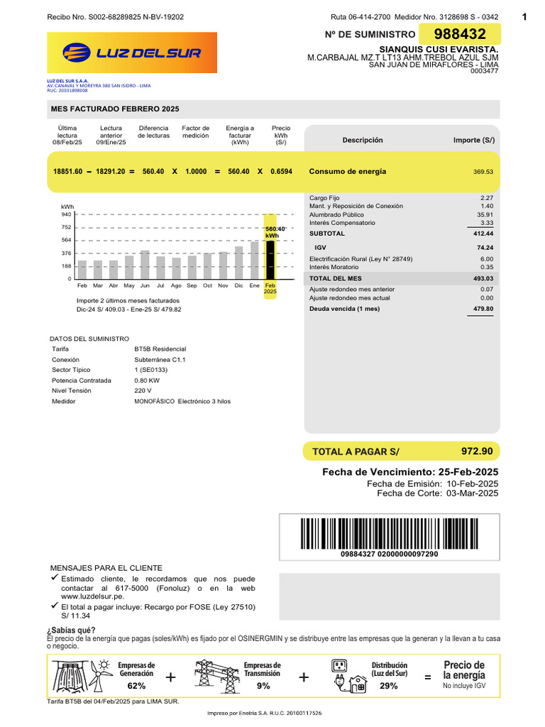 Sianquis Cusi Evarista. M.Carbajal MZ.T Lt13 Ahm - Trebol Azul SJM | PDF | Ingenieria Eléctrica ...