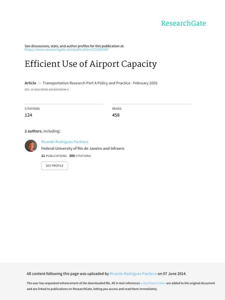 Efficient Use of Airport Capacity | PDF