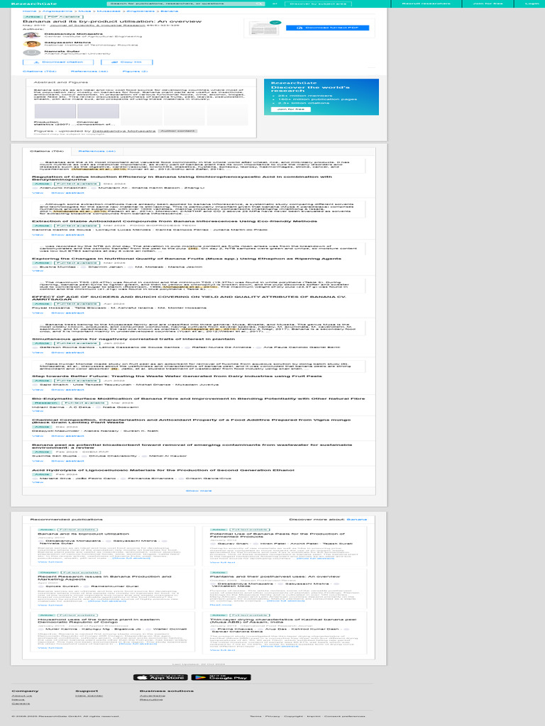 (PDF) Banana and Its By-Product Utilisation - An Overview | PDF ...