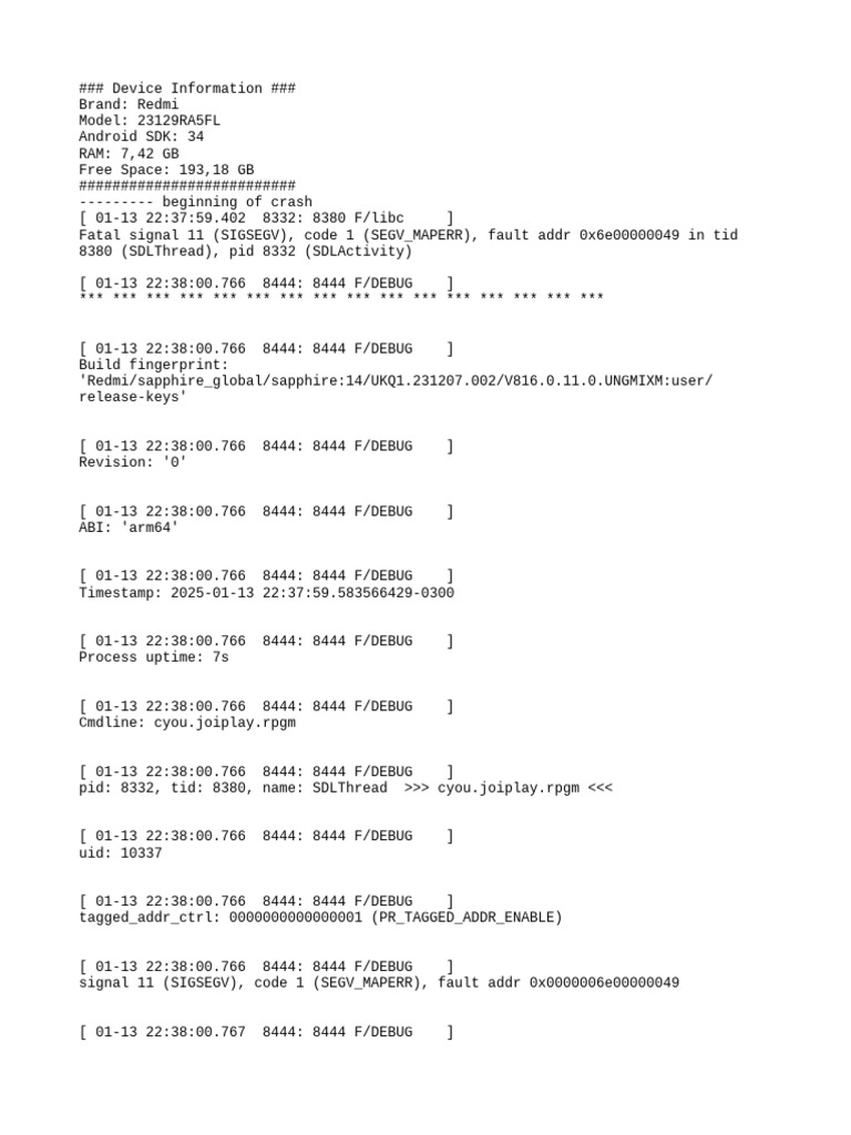 Redmi Device Crash Log Analysis | PDF | Computer Engineering | Computer Architecture