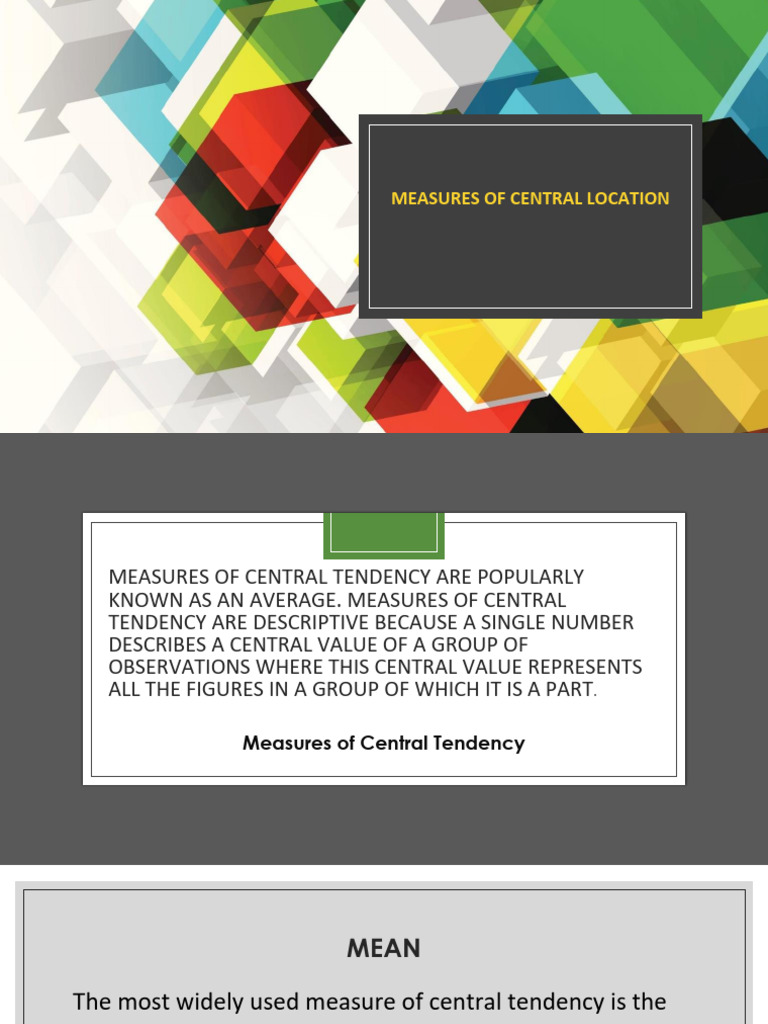 Chapter 2 - Measures of Central Location | PDF | Mean | Mode (Statistics)