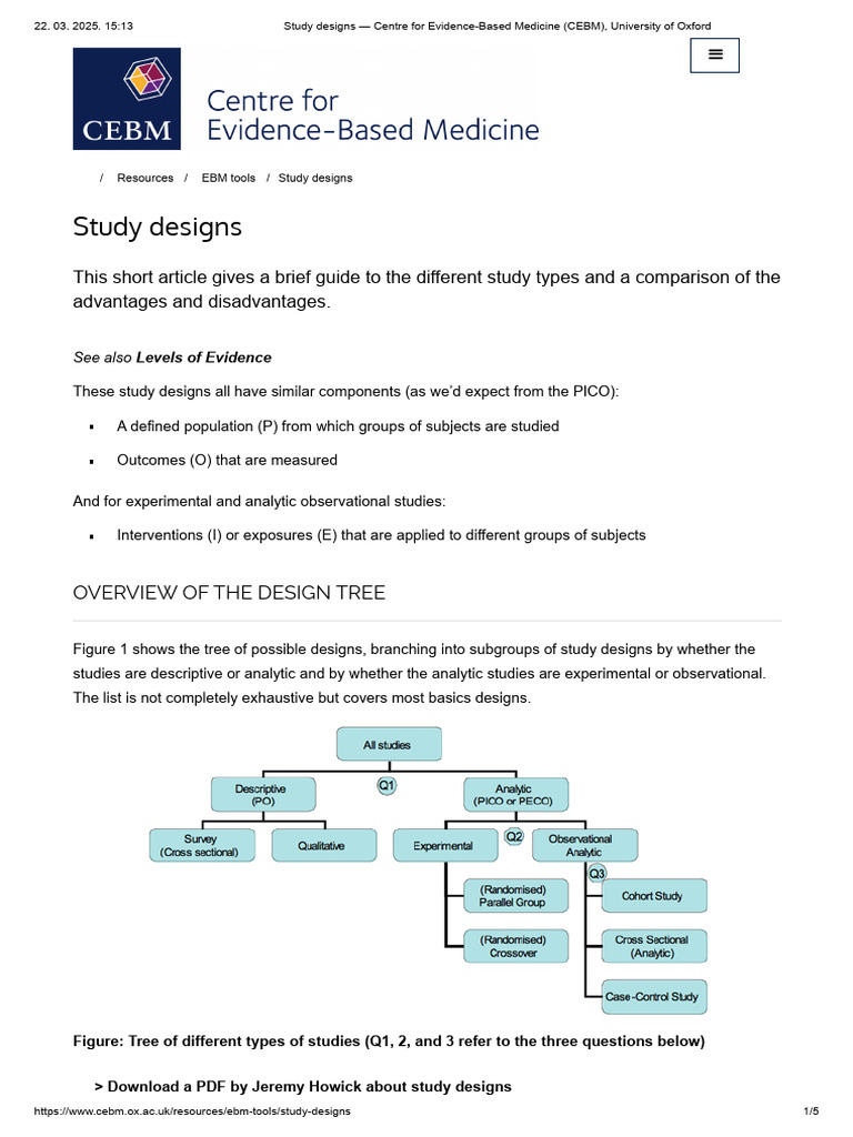 Overview of Study Designs in EBM | PDF | Randomized Controlled Trial ...