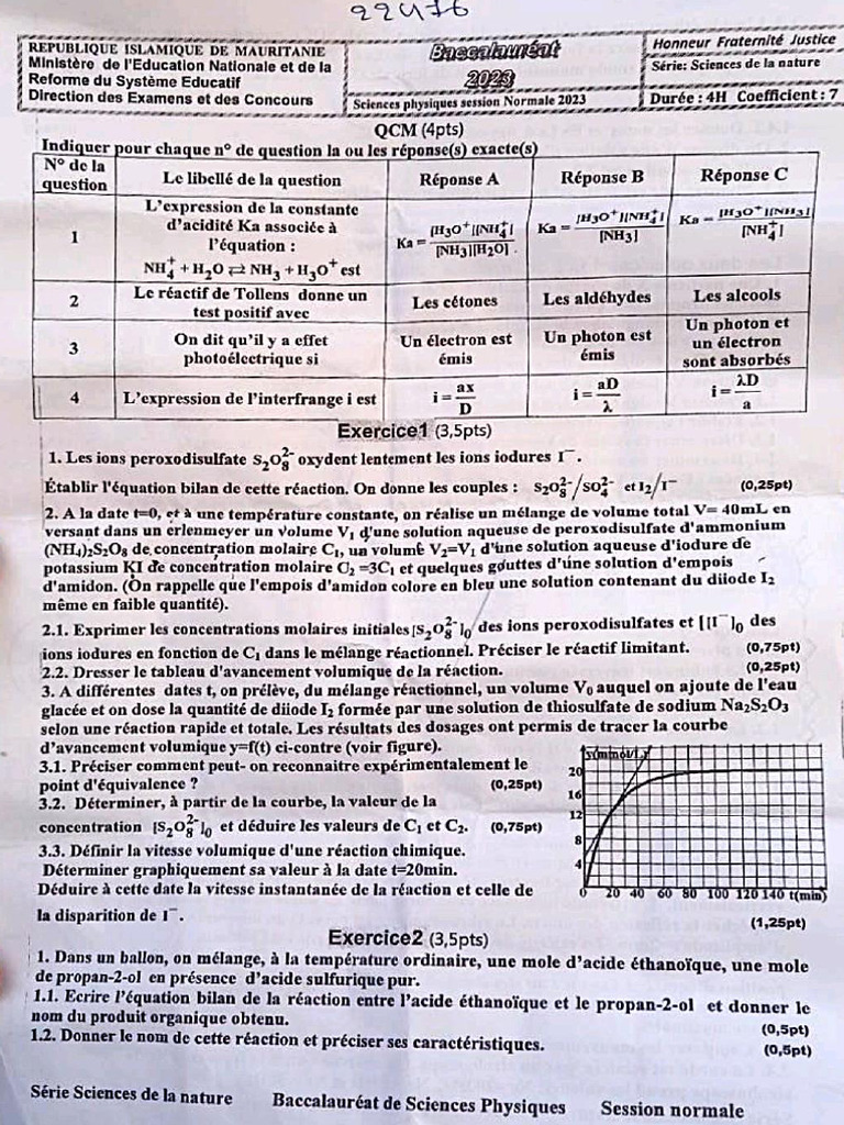 Bac D PC 2023 SN Corrigé 1 | PDF