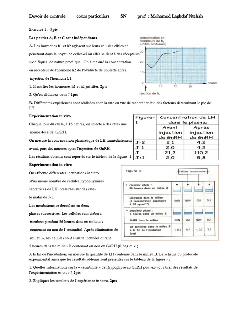 Devoir de Controle | PDF | Biologie