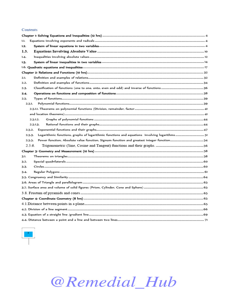 Mathematics Remedial Module | PDF | Function (Mathematics) | Equations