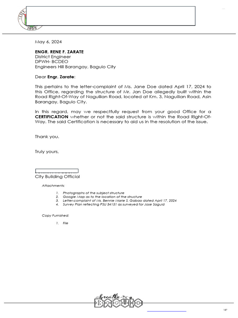 Road Right-of-Way Certification Request | PDF