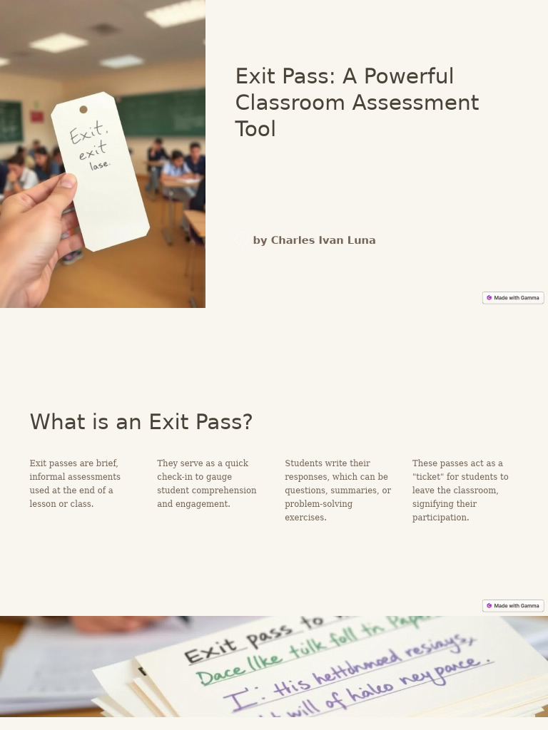Understanding Exit Passes in Classrooms | PDF | Reading Comprehension ...