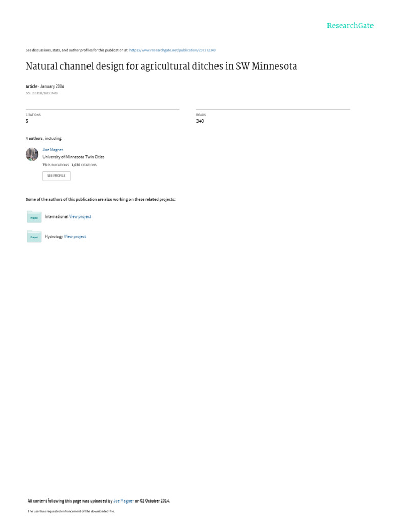 Natural Channel Design For Agricultural Ditches in | PDF | Stream | Flood