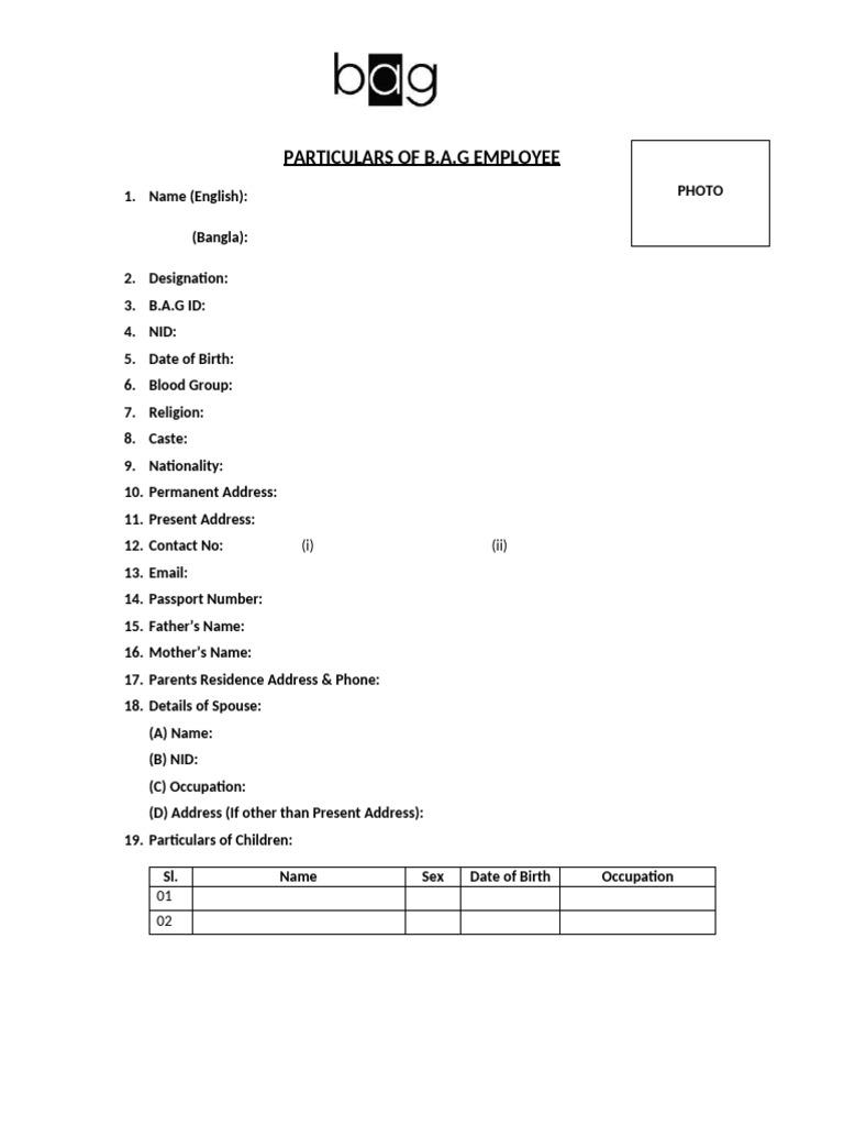 Perticulars Personal Information | PDF