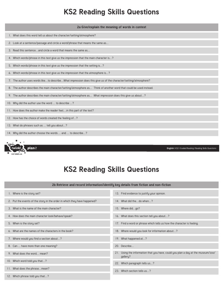 KS2 Reading Skills: Vipers & Impressions | PDF | English Language ...