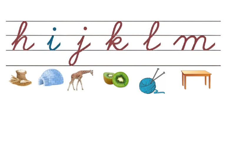 Imágenes Alfabeto Cursiva Impresión Hijklm | PDF