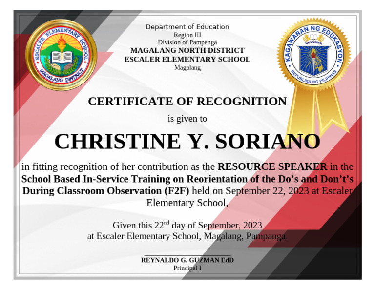 Cristine Soriano Certificate Slac | PDF