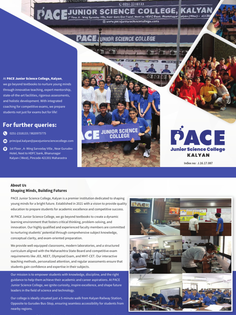 PACE Junior College Prospectus - Kalyan | PDF | Yoga