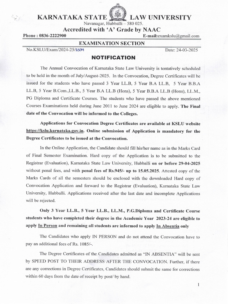 Convocation Notification | PDF