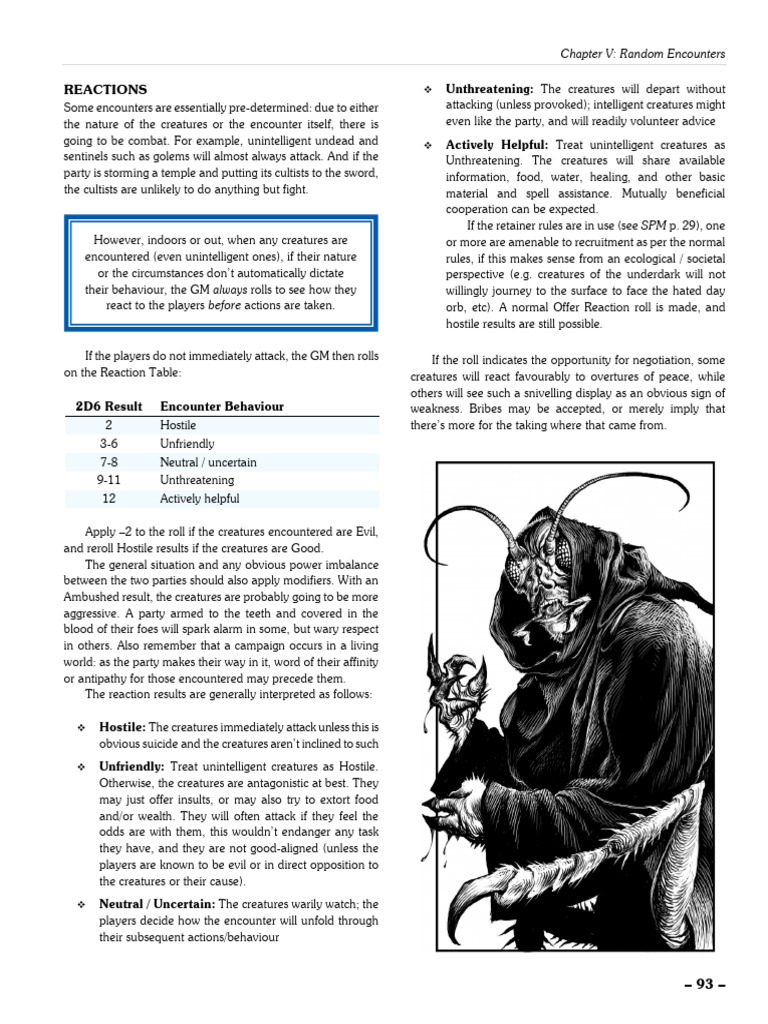Random Encounter Reactions Guide | PDF