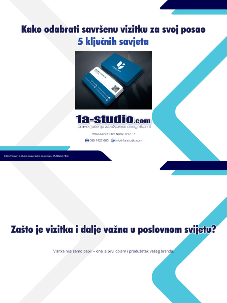 Kako Odabrati Savršene Vizitke Za Svoj Business - 5 Ključnih Savjeta | PDF