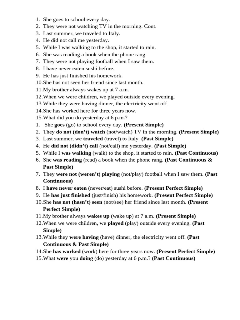 Tenses in Everyday Sentences | PDF