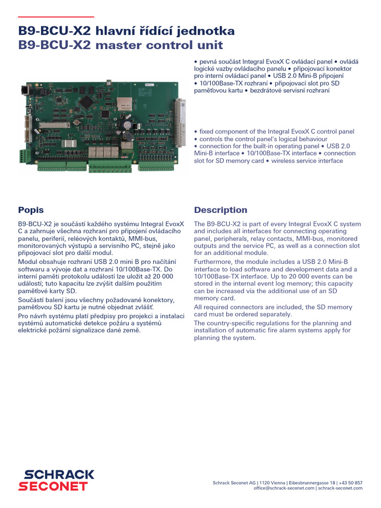 Katalogovy List - Hlavni Ridici Jednotka - B-DB-0272CS-EN - B9-BCU-X2 - V2-0 | PDF