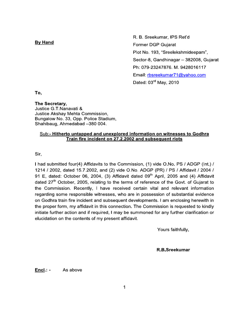 Letter To Akshay Mehta Commission | PDF