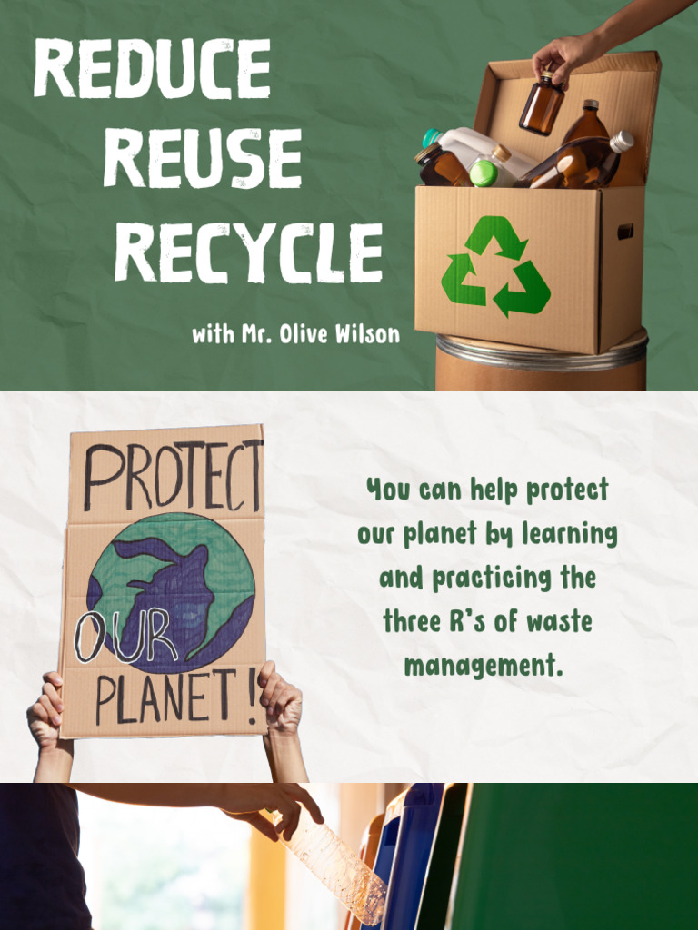 Reduce, Reuse, Recycle Presentation in Green and White Illustrative ...