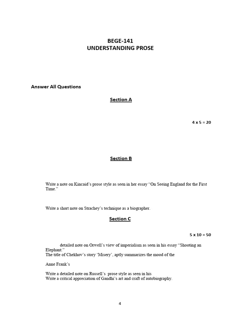 ASSIGNMENT BEGE-141 BAEGH UNDERSTANDING PROSE JULY 2024 - JAN. 2025 (2 ...