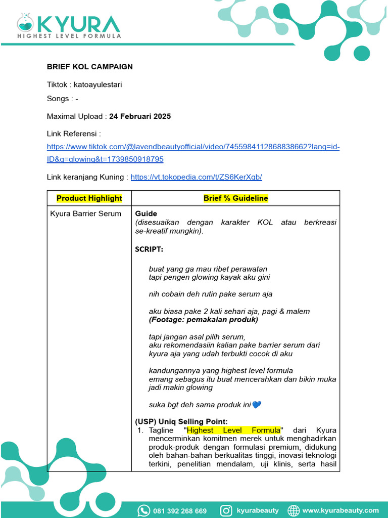 BRIEF KOL BARRIER SERUM katoayulestari .docx | PDF
