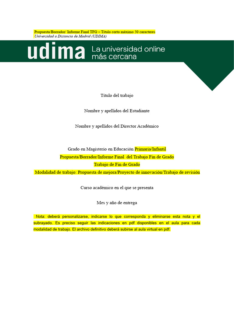 Plantilla Portada TFG | PDF