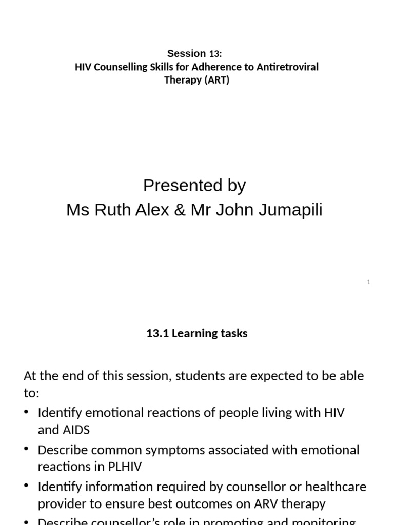 Session 13 HIV Counselling Skills For Adherence To ...