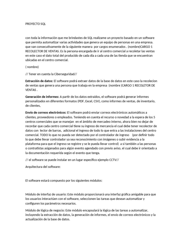 Proyecto SQL | PDF | Software | Programación de computadoras