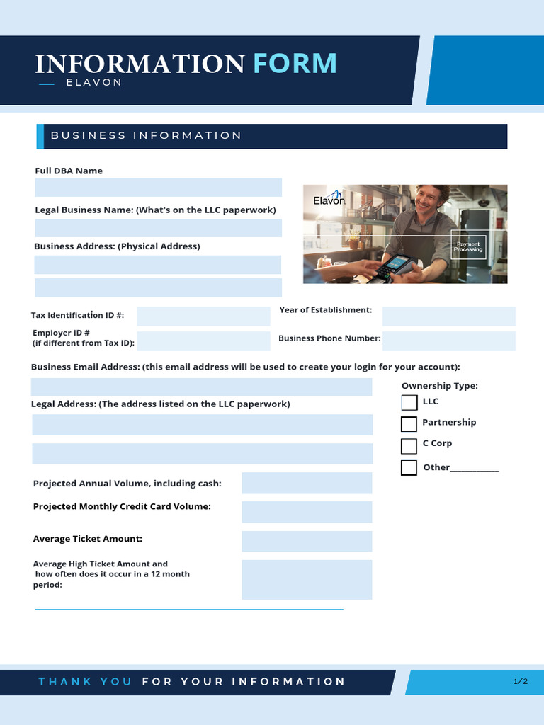 Elavon Information Form | PDF