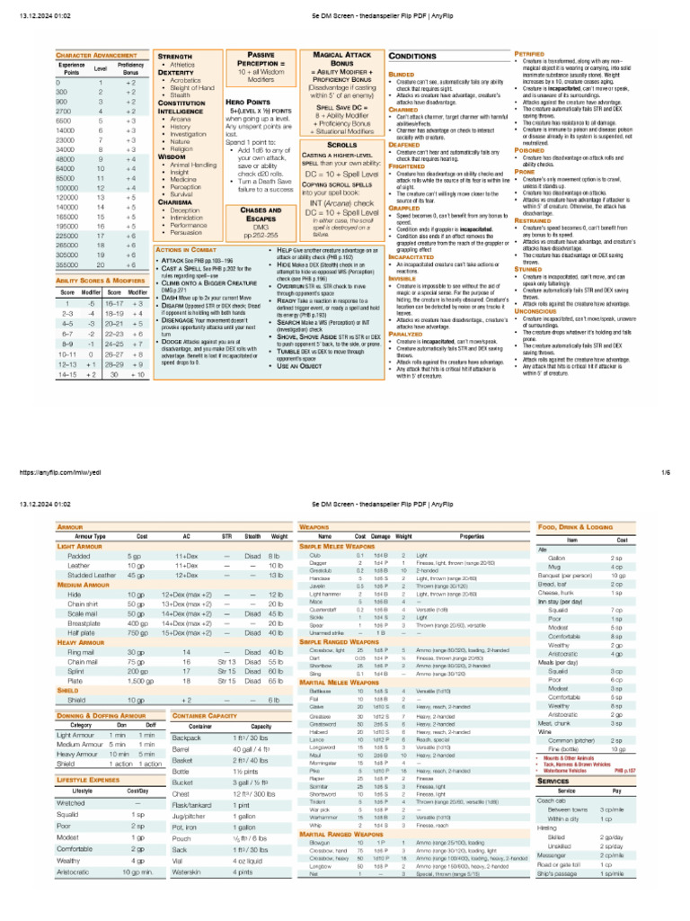 5e DM Screen Flip PDF Guide | PDF