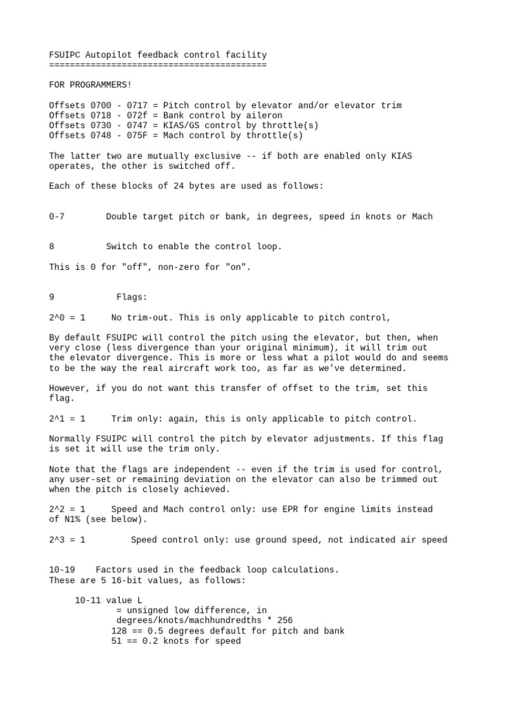 FSUIPC feedback control | PDF