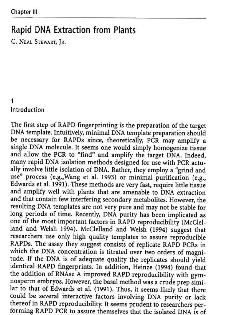 Rapid DNA Extraction From Plants | PDF | Polymerase Chain Reaction | Dna