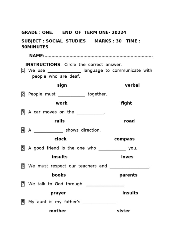 Grade 4 Social Studies Exam Paper | PDF | Religious Faiths