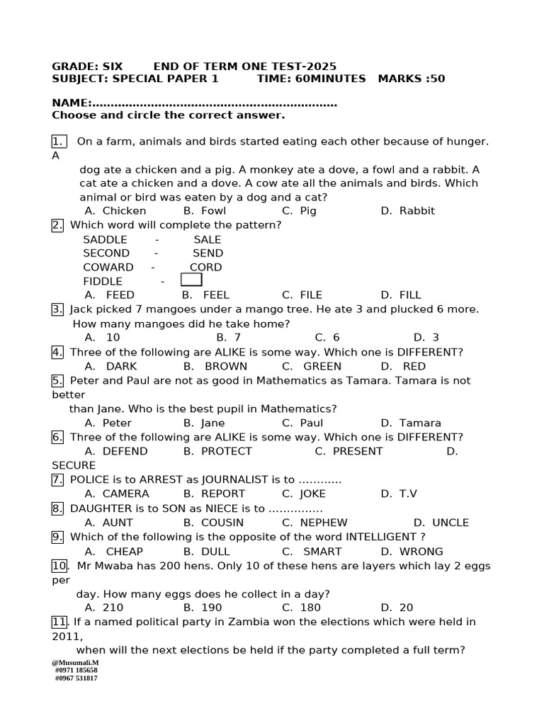 G7 SP1 TEST 1 -2025 | PDF