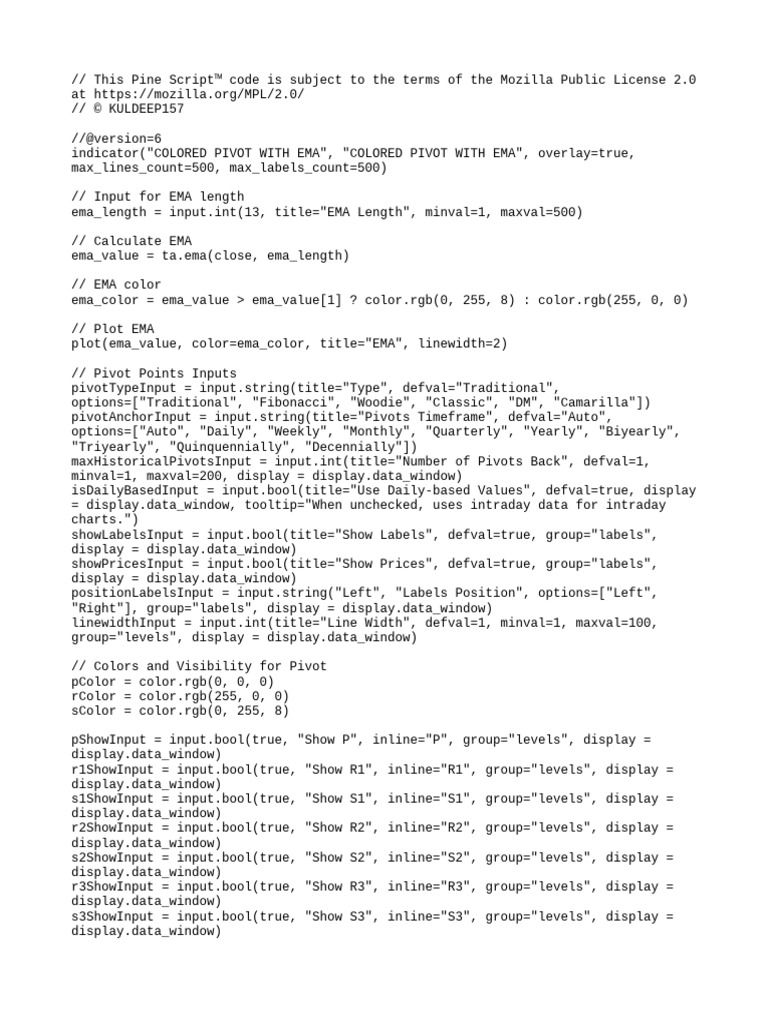 Colored Pivot With Colored Ema | PDF | Computer Programming