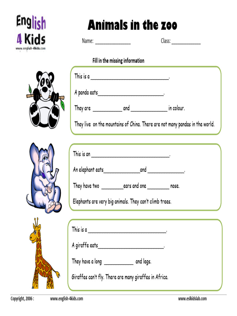 Animals Gap Fill | PDF