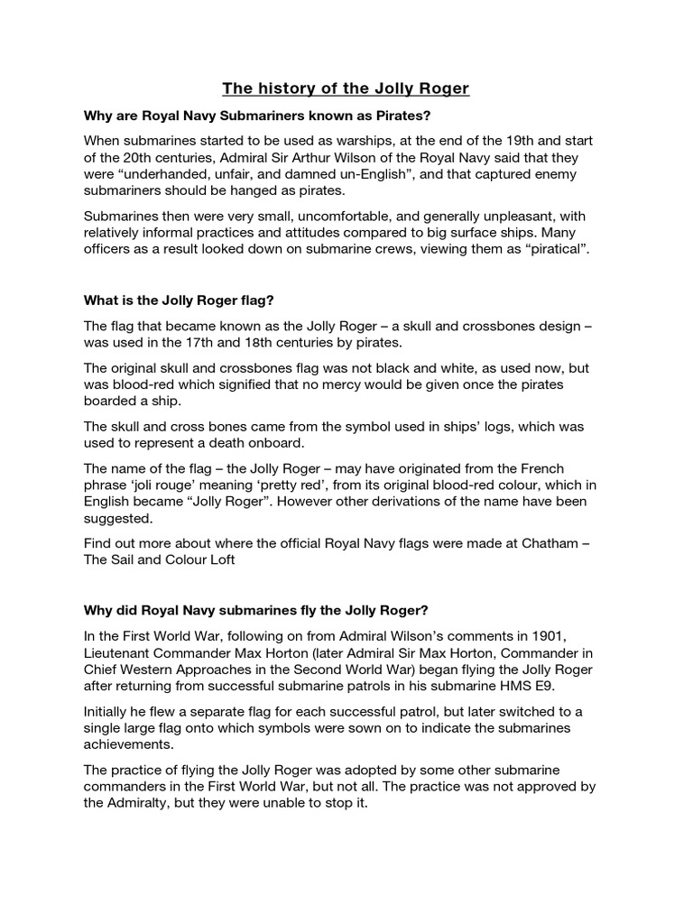 The History of The Jolly Roger | PDF | Naval Warfare | Ships