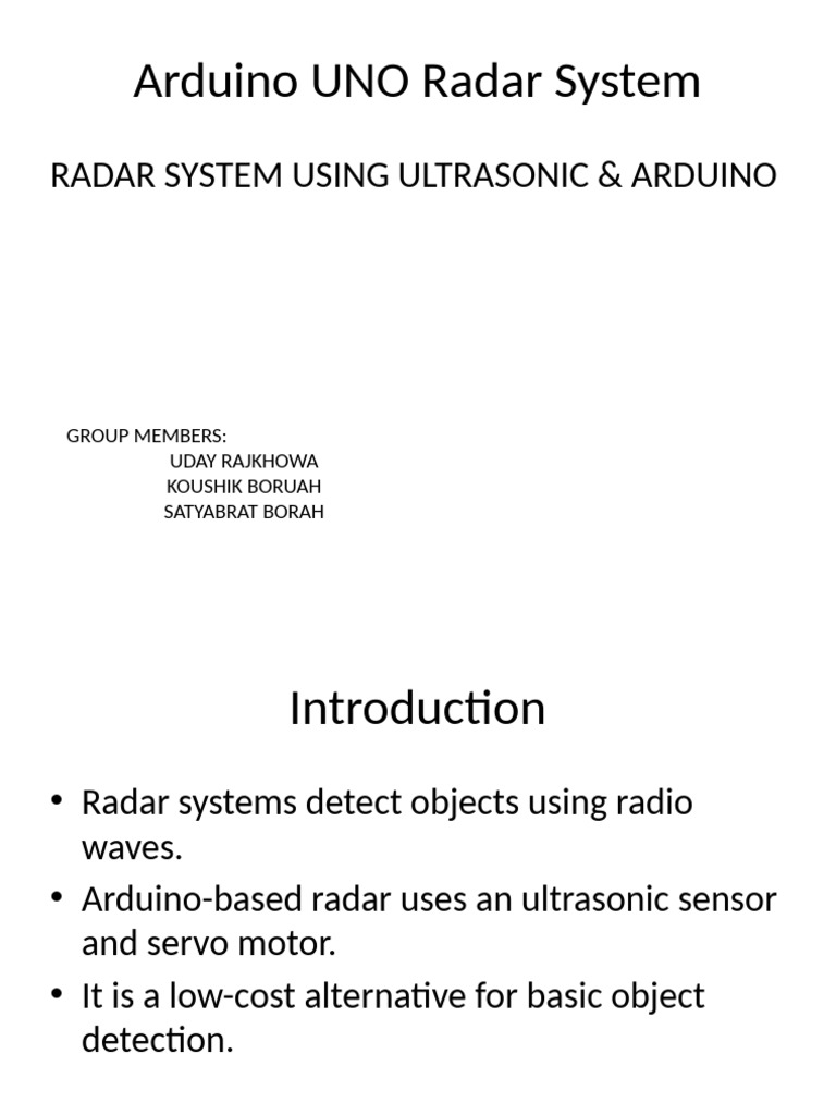 Arduino UNO Radar System Presentation | PDF | Arduino | Radar