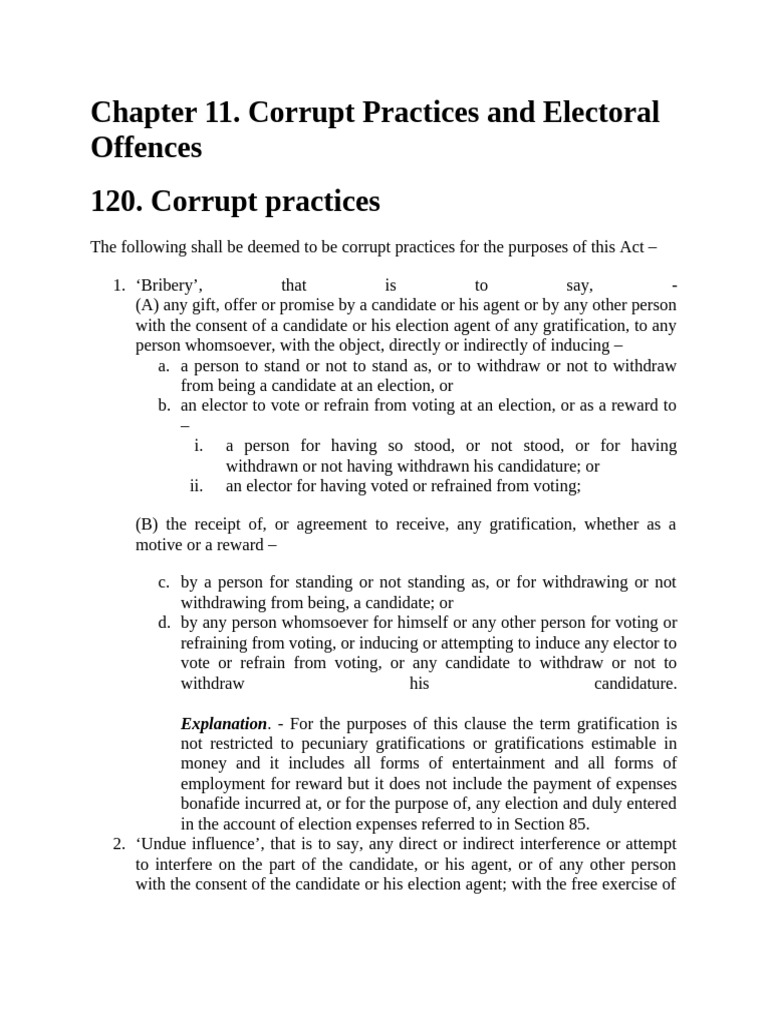 Corrupt Practices in Elections Explained | PDF | Elections | Ballot