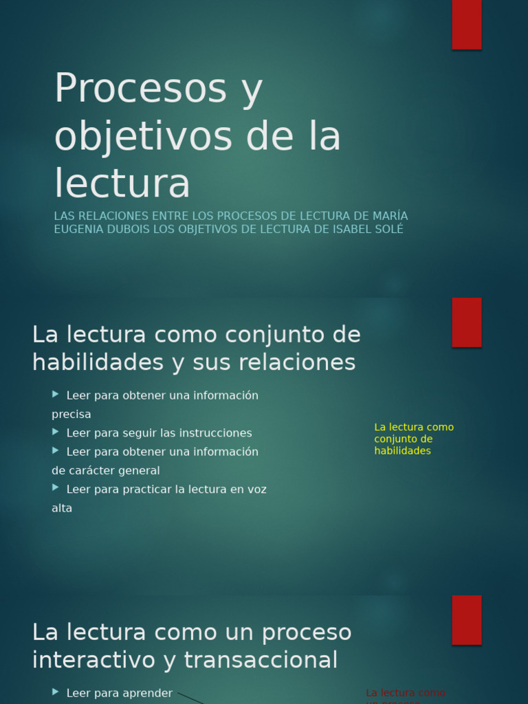 Procesos y Objetivos de La Lectura | PDF