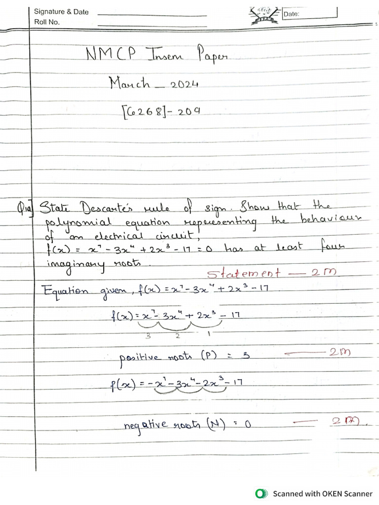 NMCP Unit1 Insem Solution | PDF