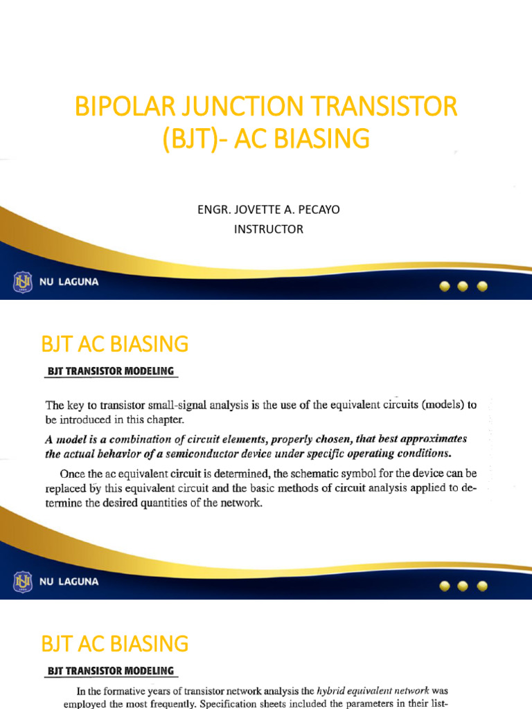 Ecelxc30 Topic7 Bjt Ac Biasing | PDF | Bipolar Junction Transistor | Electronic Circuits