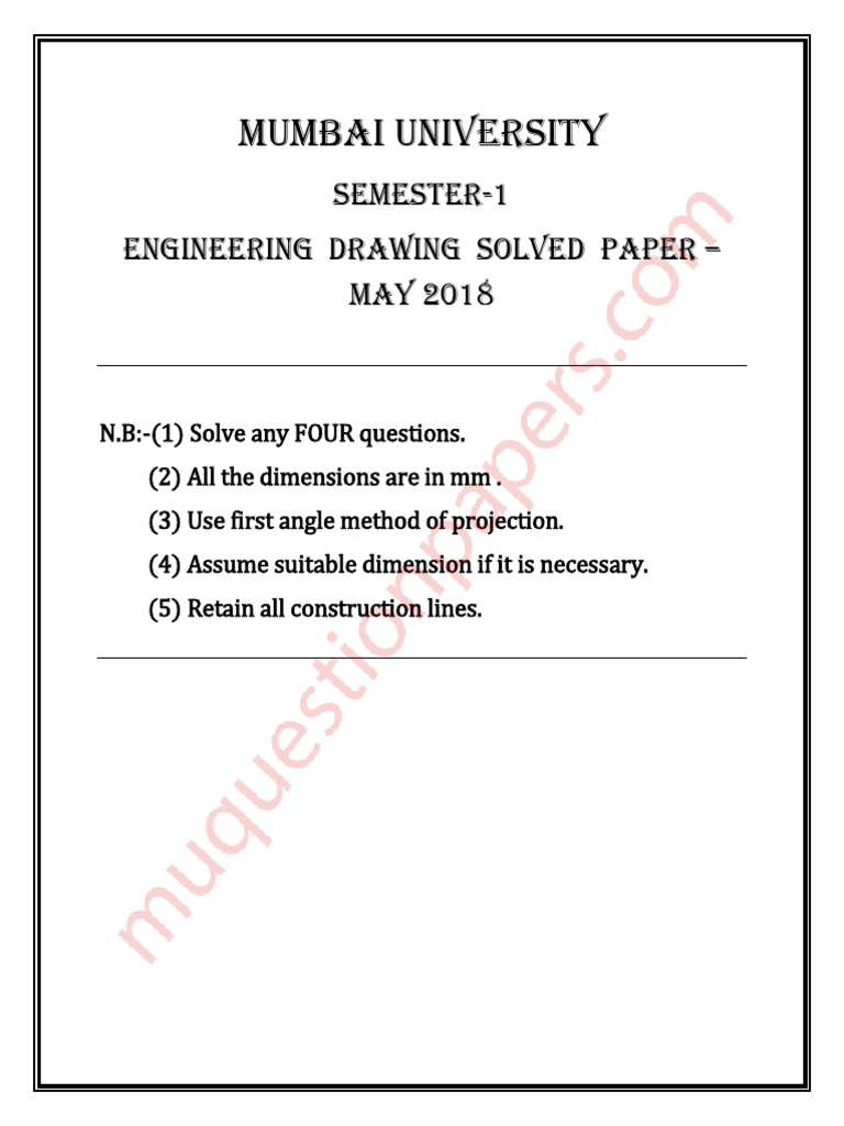 Be First Year Engineering Semester 2 2018 May Engineering Drawing | PDF ...