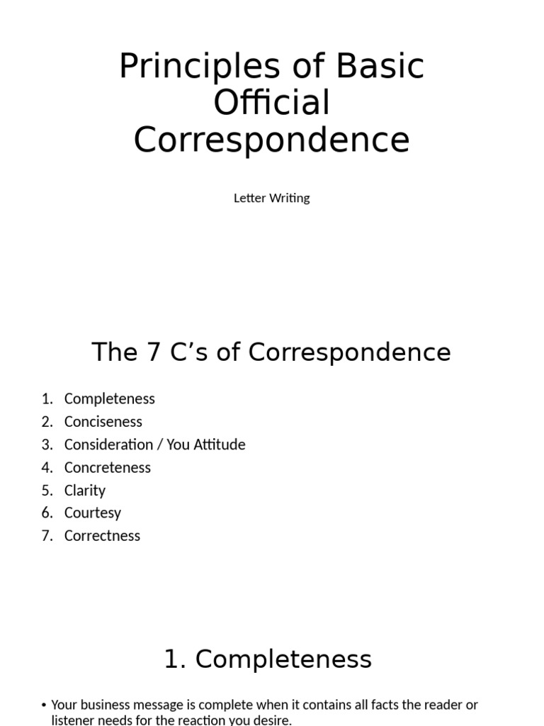Principles of Basic Official Correspondence | PDF | Word