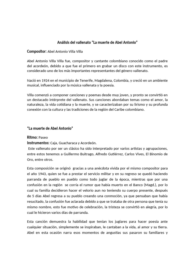 La Muerte de Abel Antonio | PDF