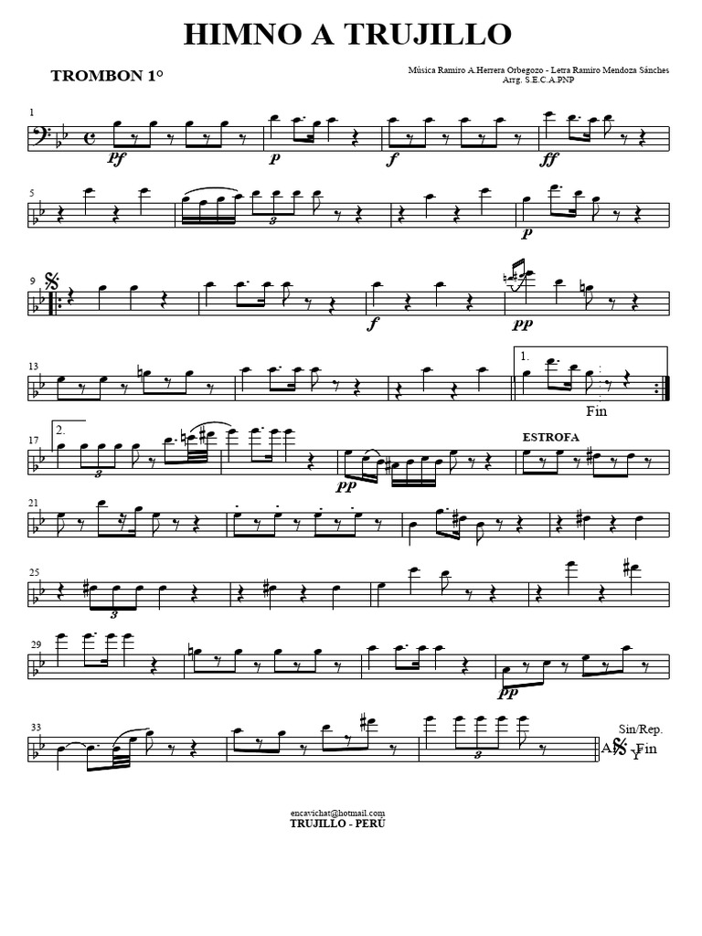 4 HIMNO A TRUJILLO 1°trombon | PDF