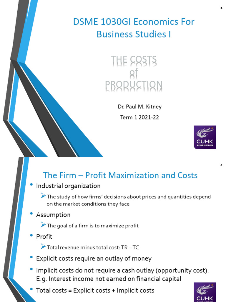 Understanding Production Costs in Economics | PDF | Average Cost ...